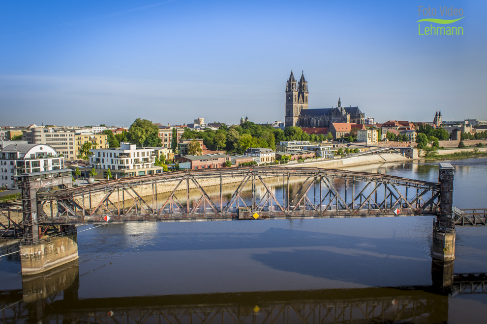 Luftbild Magdeburg Hubbrücke Sternbrücke Strombrücke Dom-1923 – Foto ...